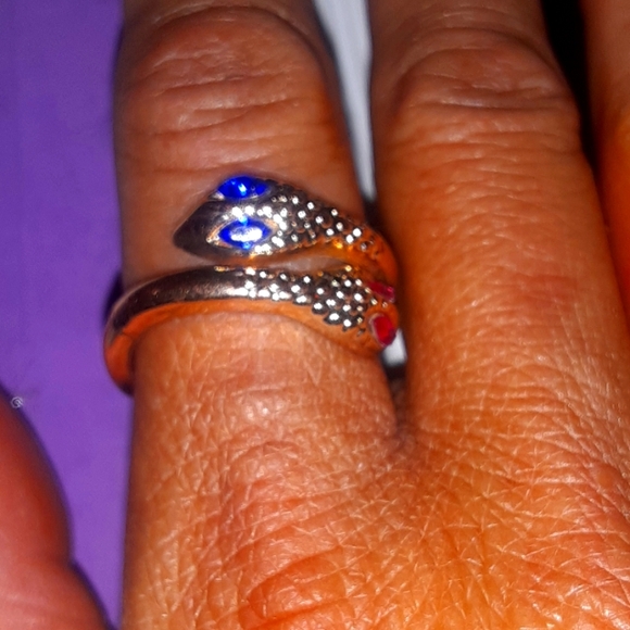 Temu | Jewelry | Temu Brand Ring It Has Two Snakes With Bright Blue And ...